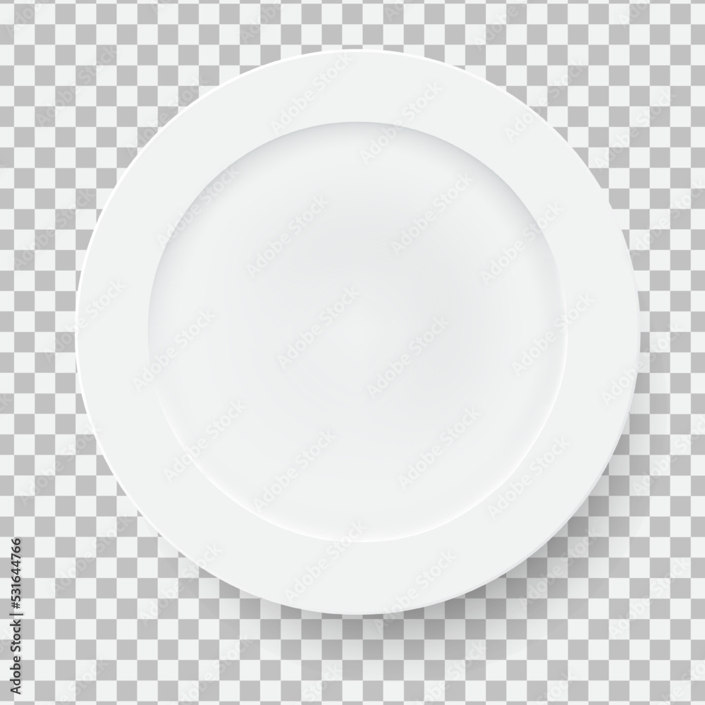 3d white food plate vector illustration Stock Vector | Adobe Stock