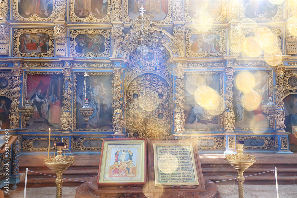 interior of the church iconostasis icons objects of worship altar ...
