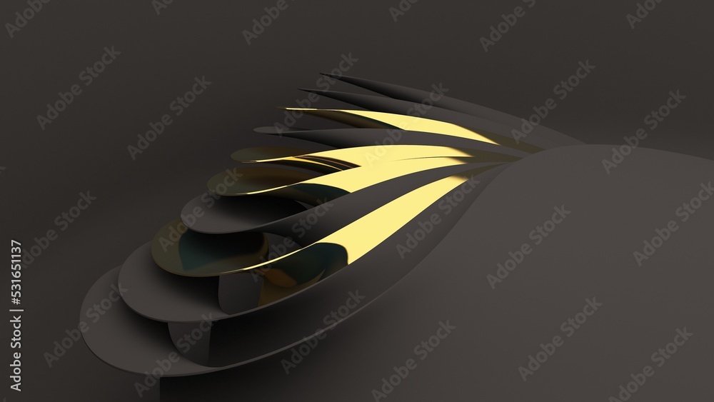 Abstract gold on black wallpaper 3d render. Elegant dark luxury ...