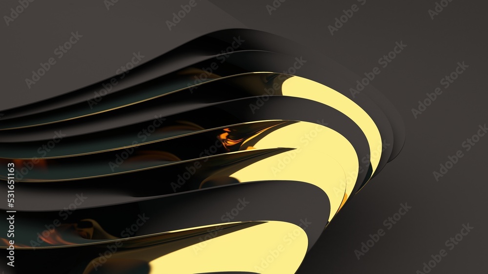 Abstract gold on black wallpaper 3d render. Elegant dark luxury ...