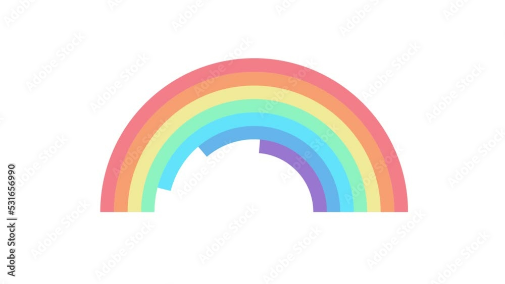 Animated multicolor illustration of a rainbow appearing from left to ...