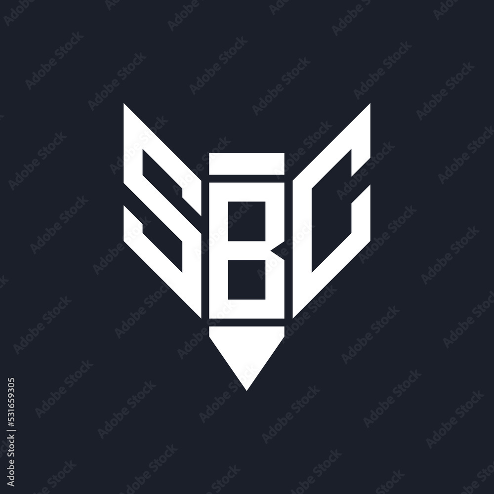 Vetor de SBC letter logo design on black background. SBC creative ...