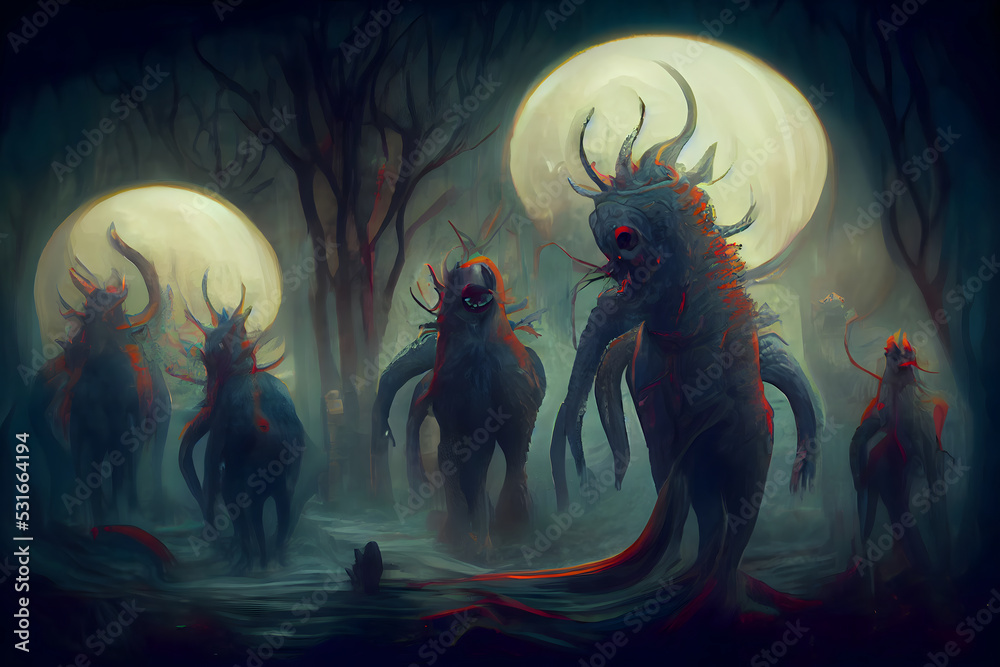 creepy fantastic nightmare alien creatures, neural network generated ...