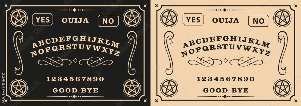 Vetor de Graphic template inspired by Ouija Board. Black and Very soft ...