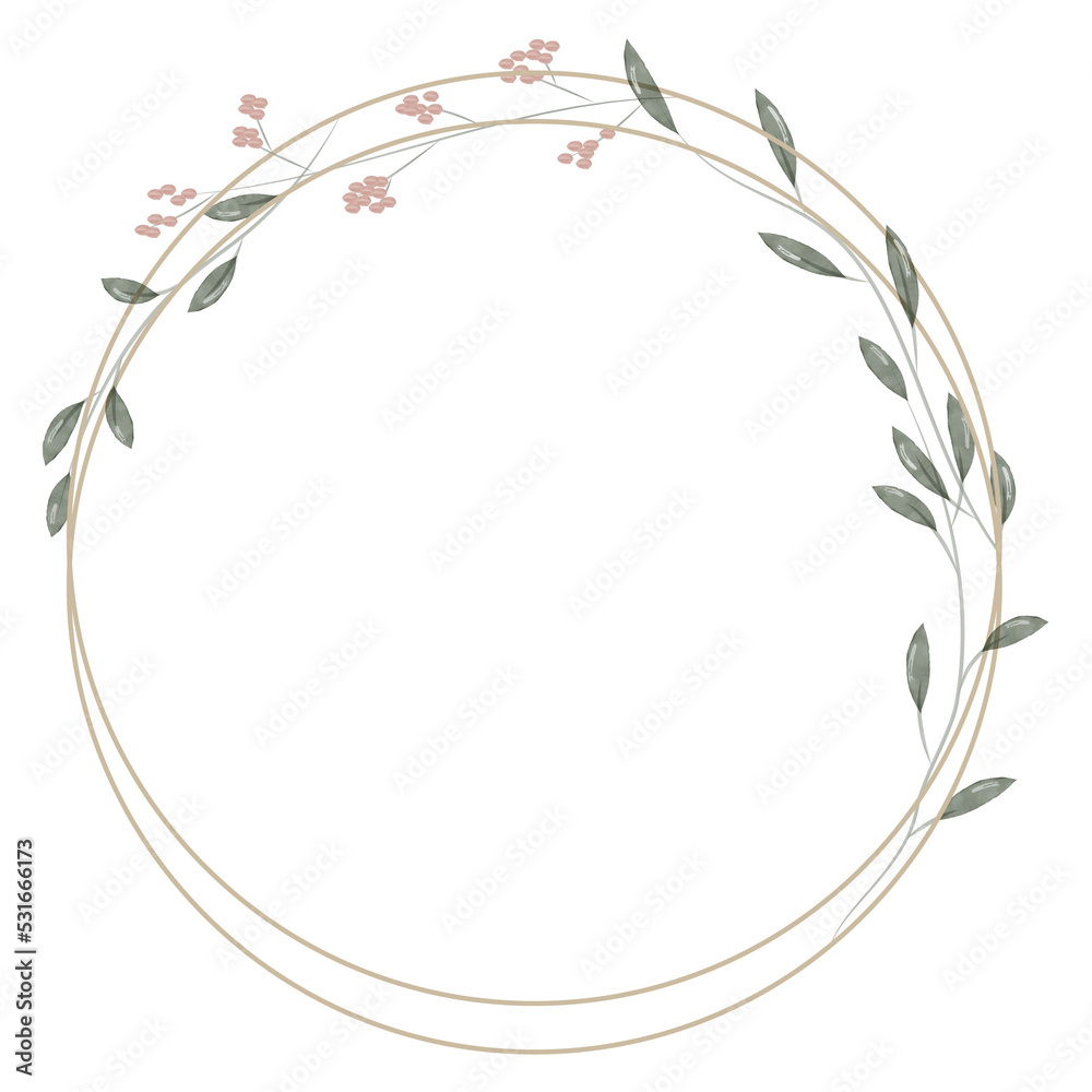 Circle frame in minimalistic, rustic and watercolor style. Modern frame ...