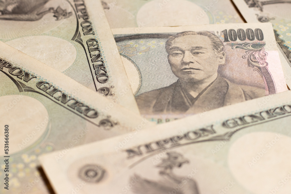 Group of Japanese banknote 10000 yen background Stock Photo | Adobe Stock