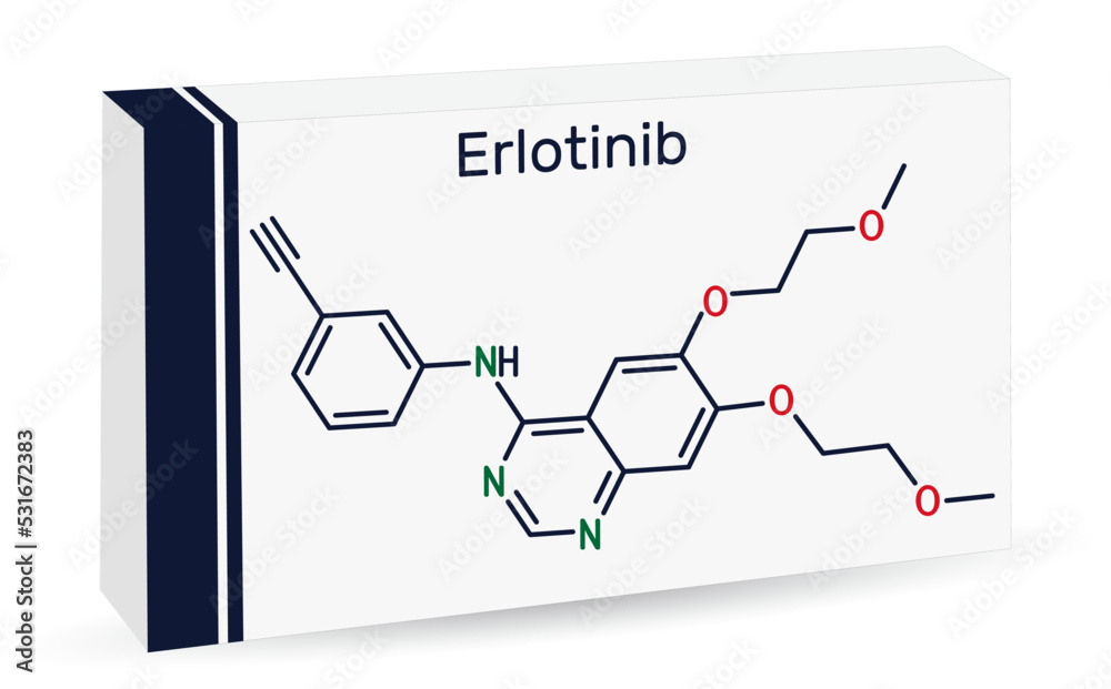 Erlotinib drug molecule. It is used to treat lung cancer, NSCLC and ...