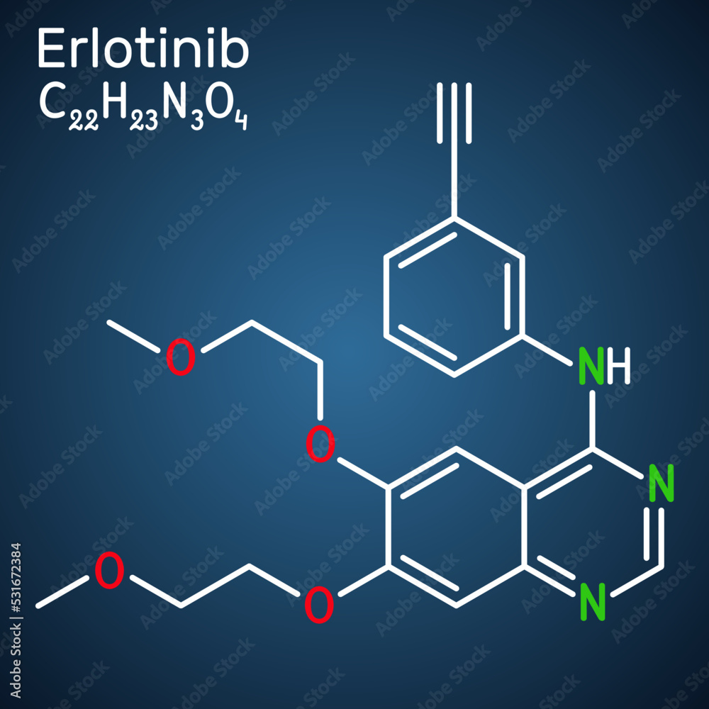 Erlotinib drug molecule. It is used to treat lung cancer, NSCLC and ...