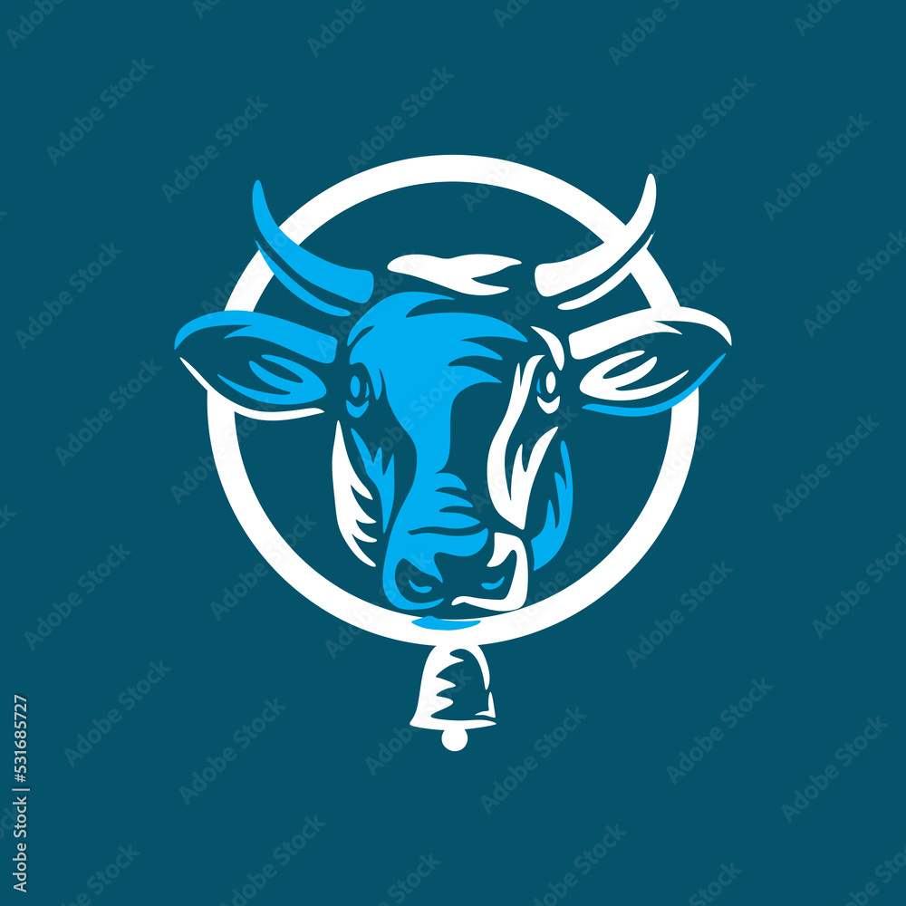 simple great cattle face logo, silhouette of great big bull head ...