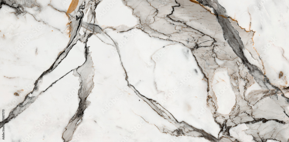 White polished finish italian statuario marble slab with thin streaks ...