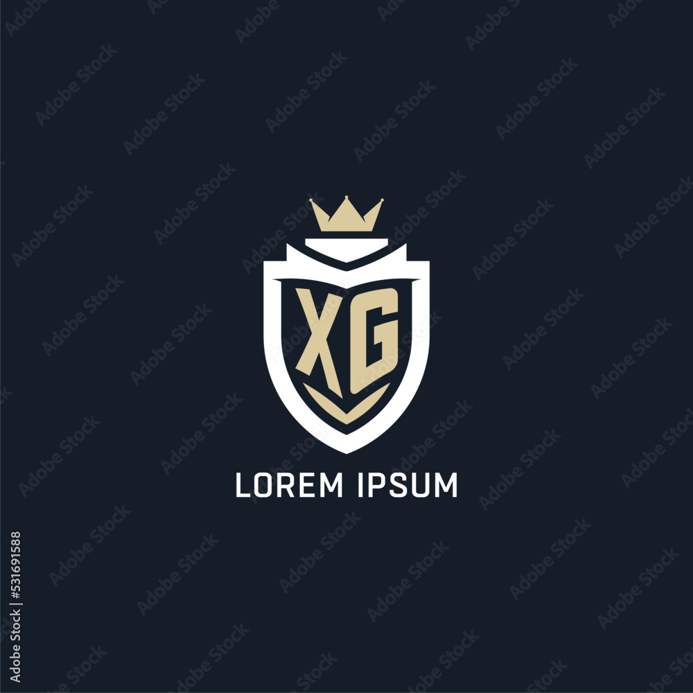 Initial letter XG shield and crown logo style, esport team logo design ...