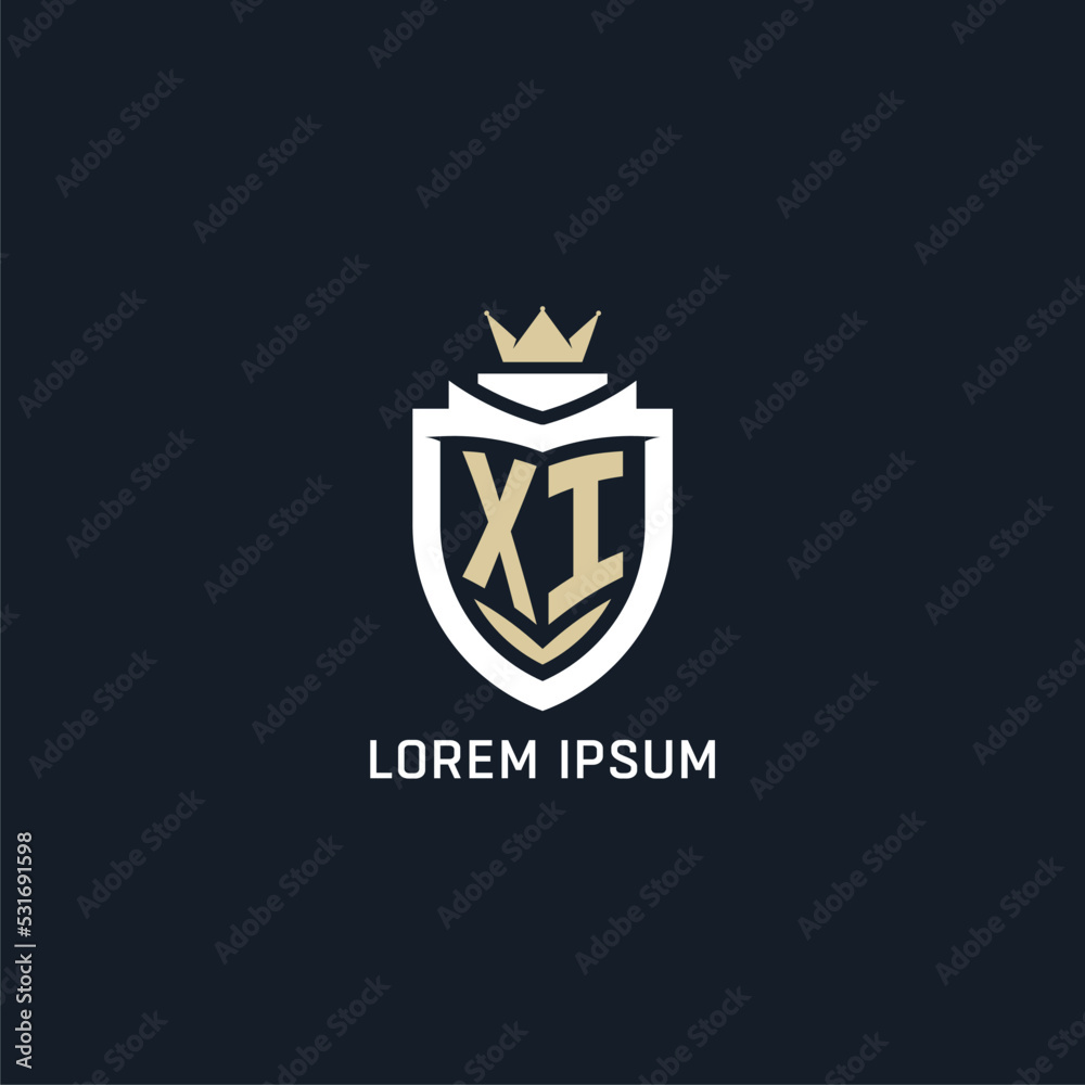 Initial letter XI shield and crown logo style, esport team logo design ...