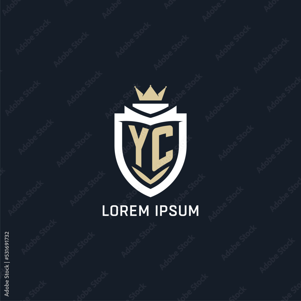 Initial letter YC shield and crown logo style, esport team logo design ...