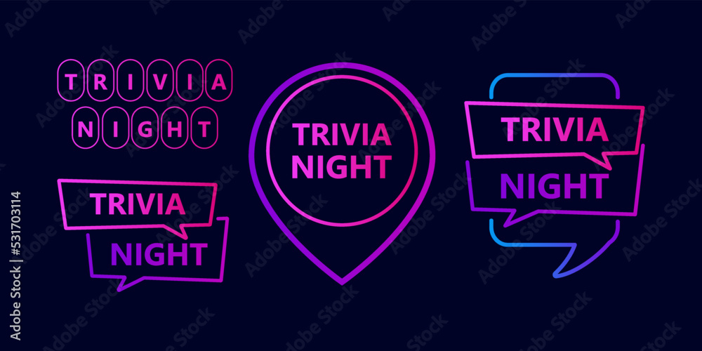 Trivia night label for promo design. trivia night labels, stickers or ...