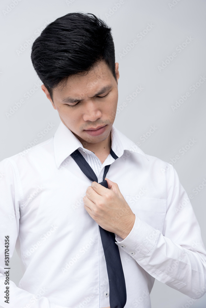 One man show feeling face angry, serious, shock, disappoint, headache ...