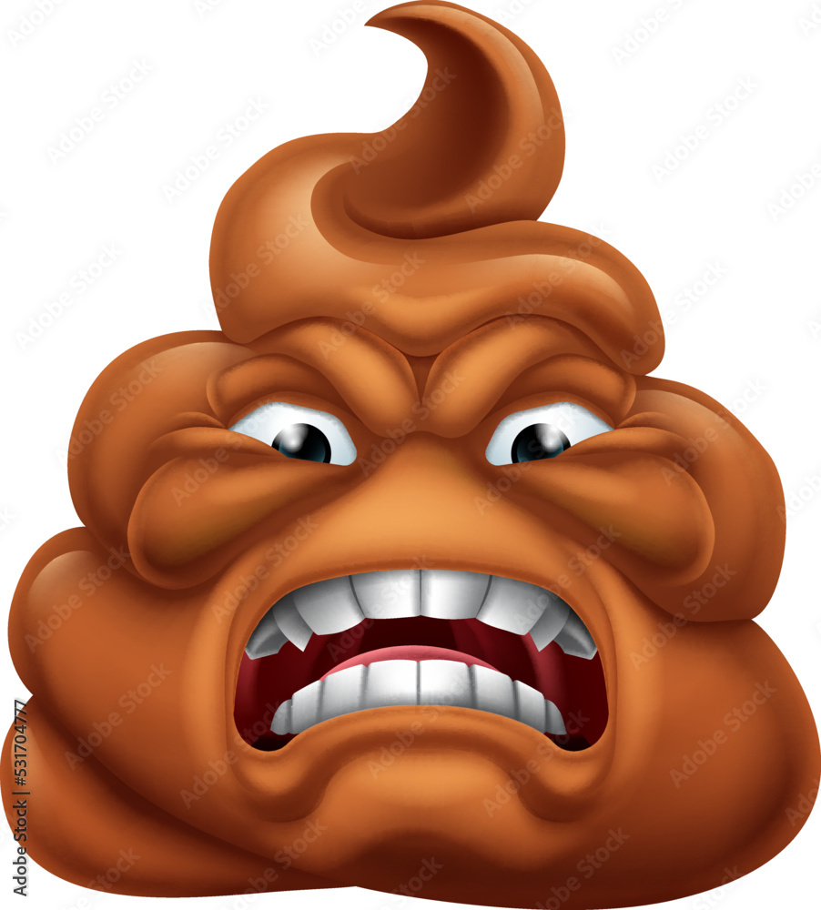 Angry Mad Dislike Hating Poop Poo Emoticon Emoji Stock Vector | Adobe Stock