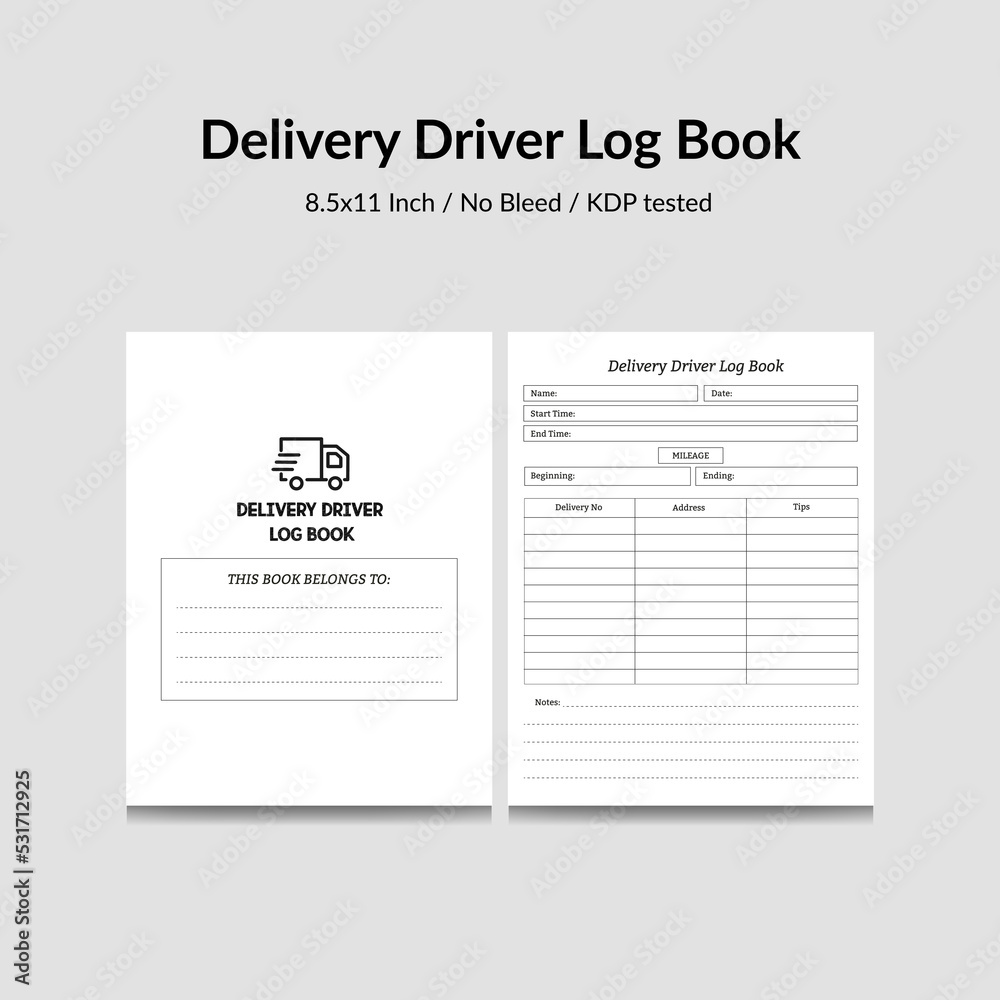 Delivery Driver Log Book KDP Interior.Interior of a Driver regular ...