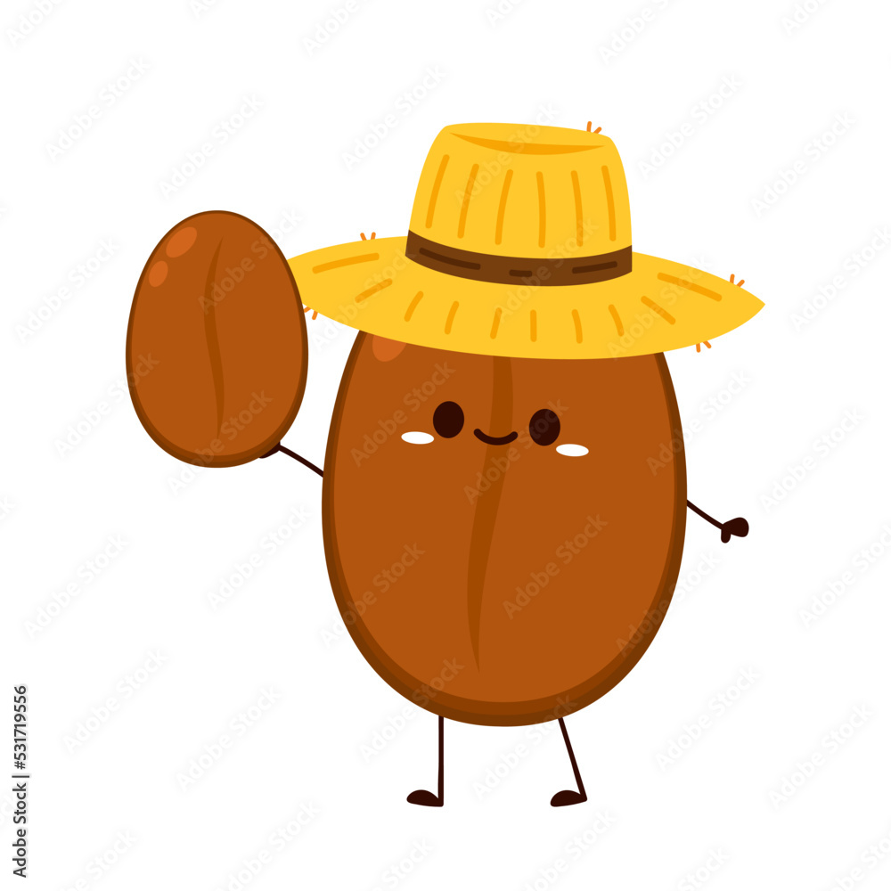 Smiling happy coffee bean. Vector flat cartoon character illustration ...