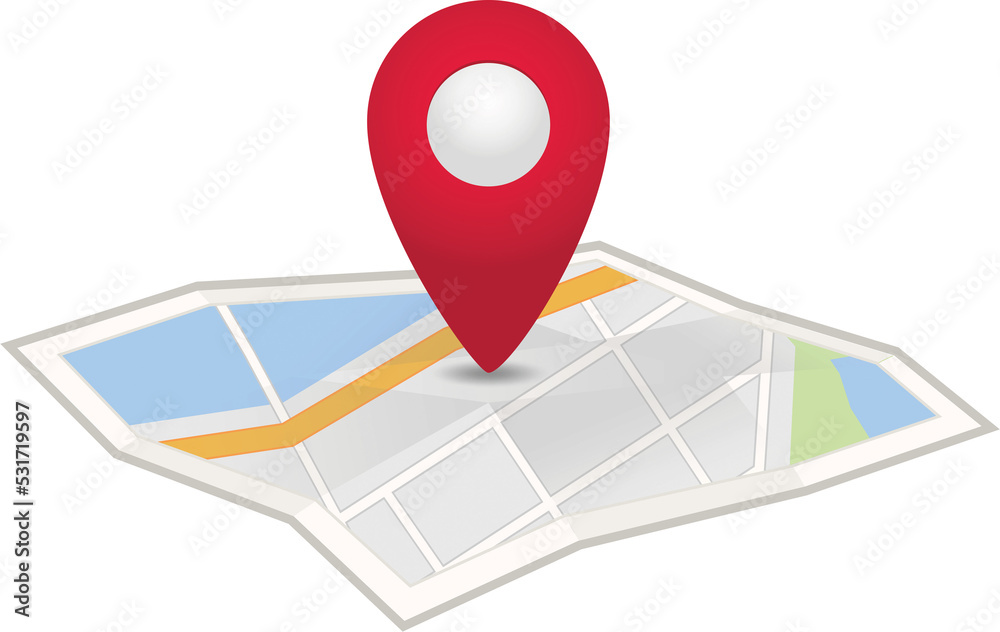 Image of red geo locator, digital map pin icon, showing location on ...