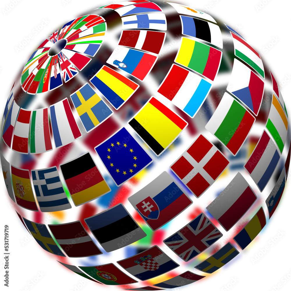 Image of flags of the world forming globe Stock Illustration | Adobe Stock