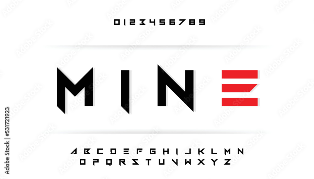 MINE Sports minimal tech font letter set. Luxury vector typeface for ...