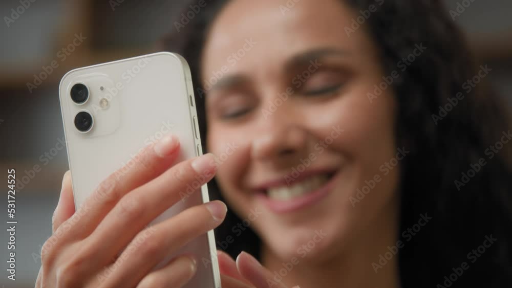 Close up female hands holding phone cellular device gadget typing ...
