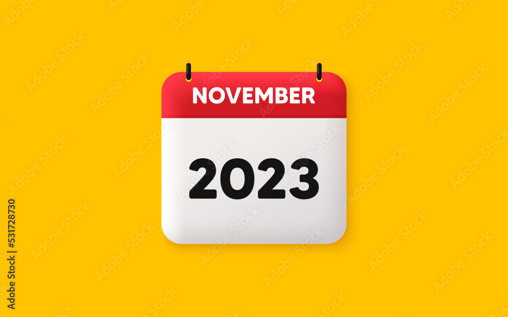 Calendar schedule 3d icon. November month icon. Event schedule Nov date ...