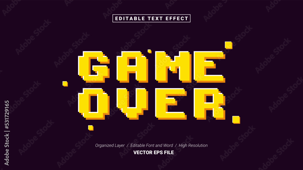 Editable Game Over Font Design. Alphabet Typography Template Text ...