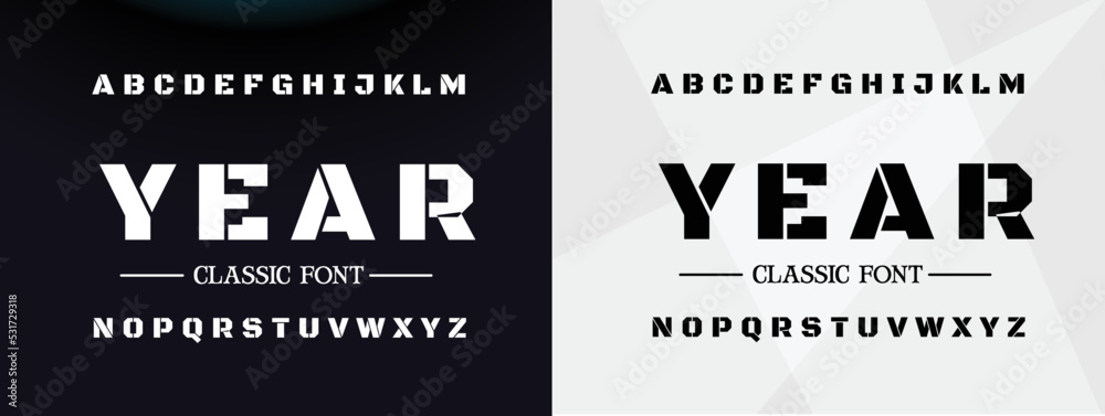 YEAR Sports minimal tech font letter set. Luxury vector typeface for ...