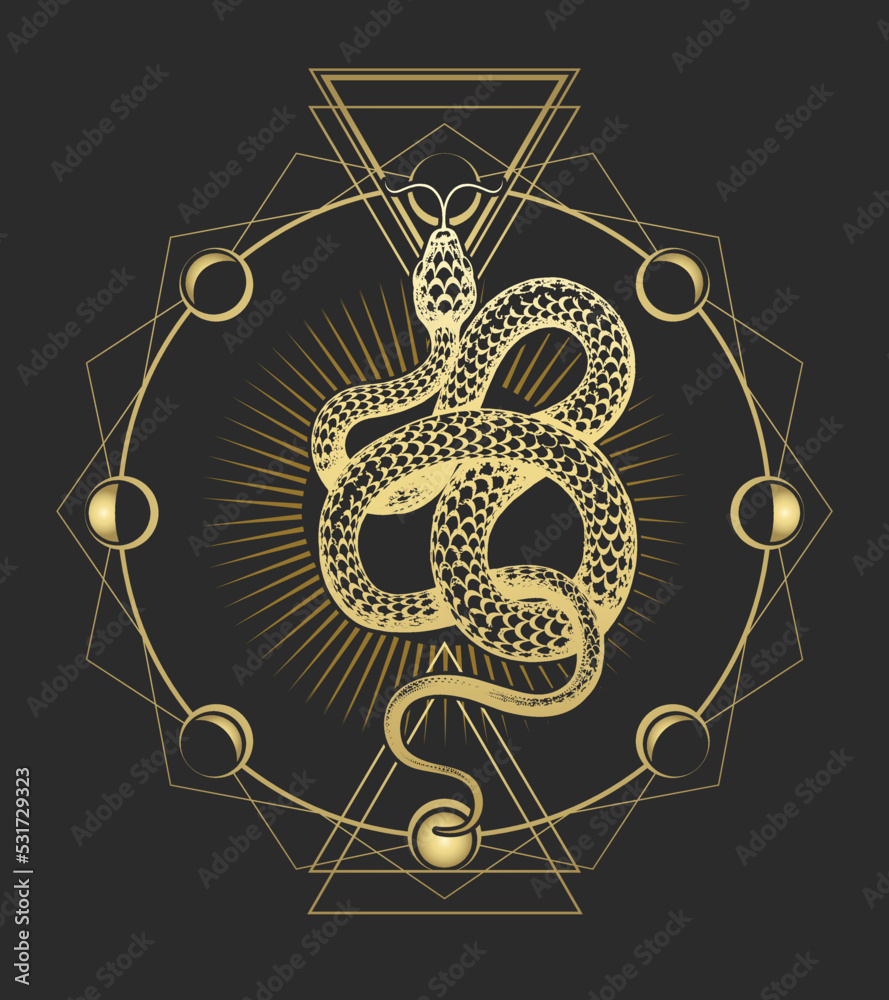 Esoteric Symbol of Snake Sacred Geometry Illustration Stock Vector ...