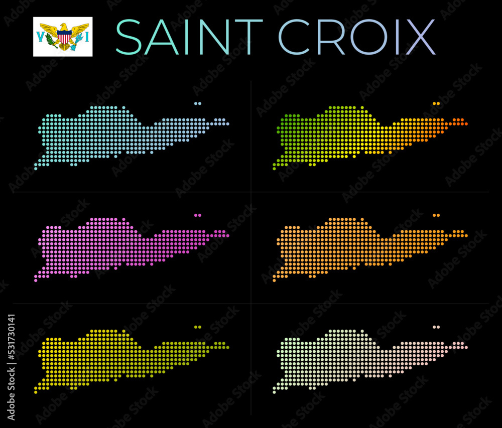 Saint Croix dotted map set. Map of Saint Croix in dotted style. Borders ...