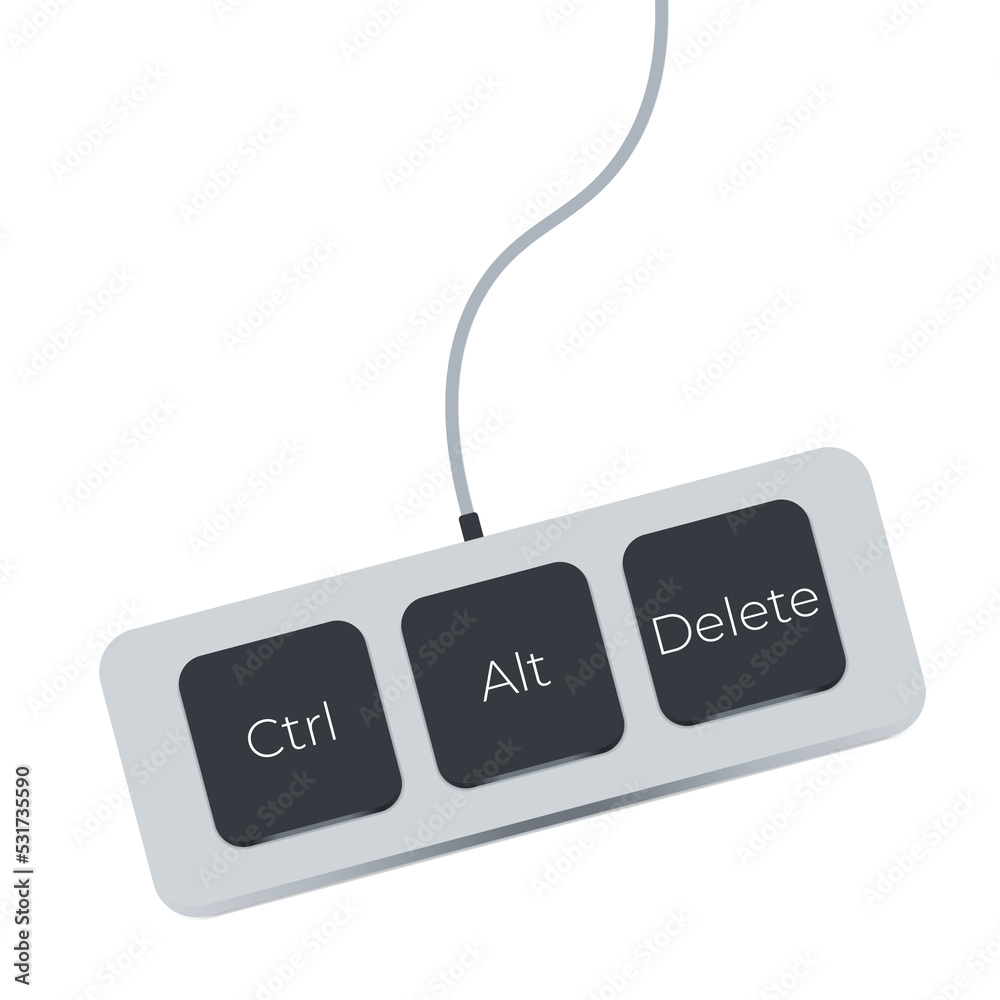 Ctrl, Alt and Del on white background. flat style. keyboard shortcut ...