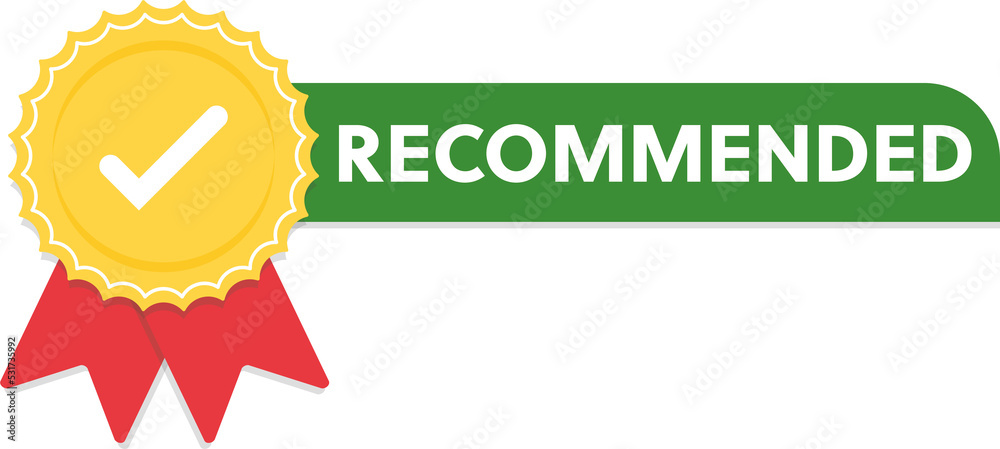 Recommended icon label flat style badge, recommendation red golden ...