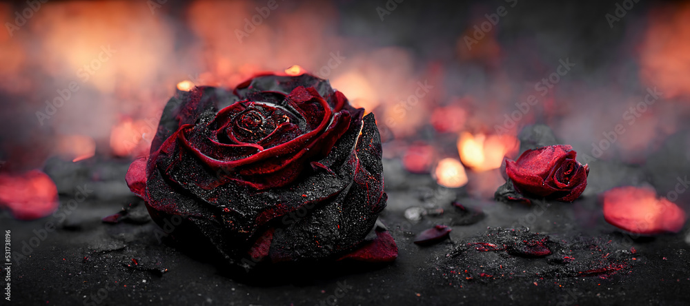 Heartbroken concept by spectacular half burnt rose leaving some into ...