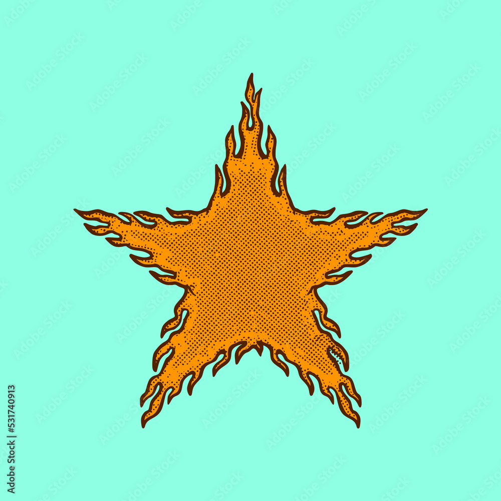 Star fire Illustration hand drawn cartoon colorful vintage style vector ...