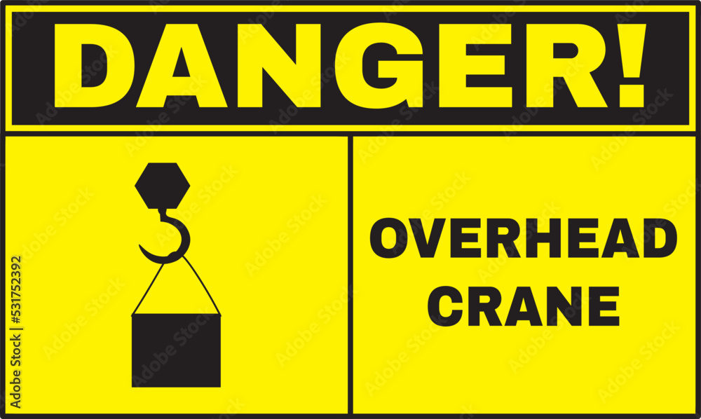 Overhead crane warning sign vector Stock Vector | Adobe Stock