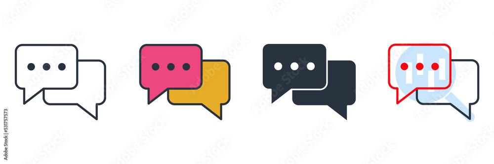 Chat Bubble icon logo vector illustration. Talk bubble speech symbol ...