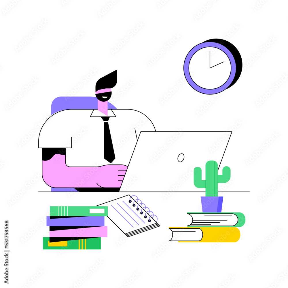 Work and study isolated cartoon vector illustrations. Man looking at ...