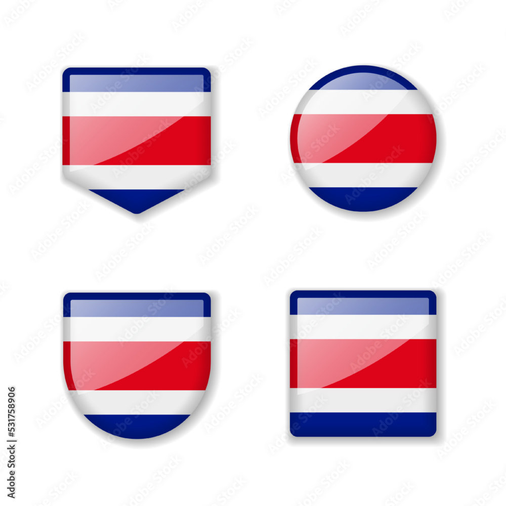 Flags of Costa Rica - glossy collection. Stock Vector | Adobe Stock