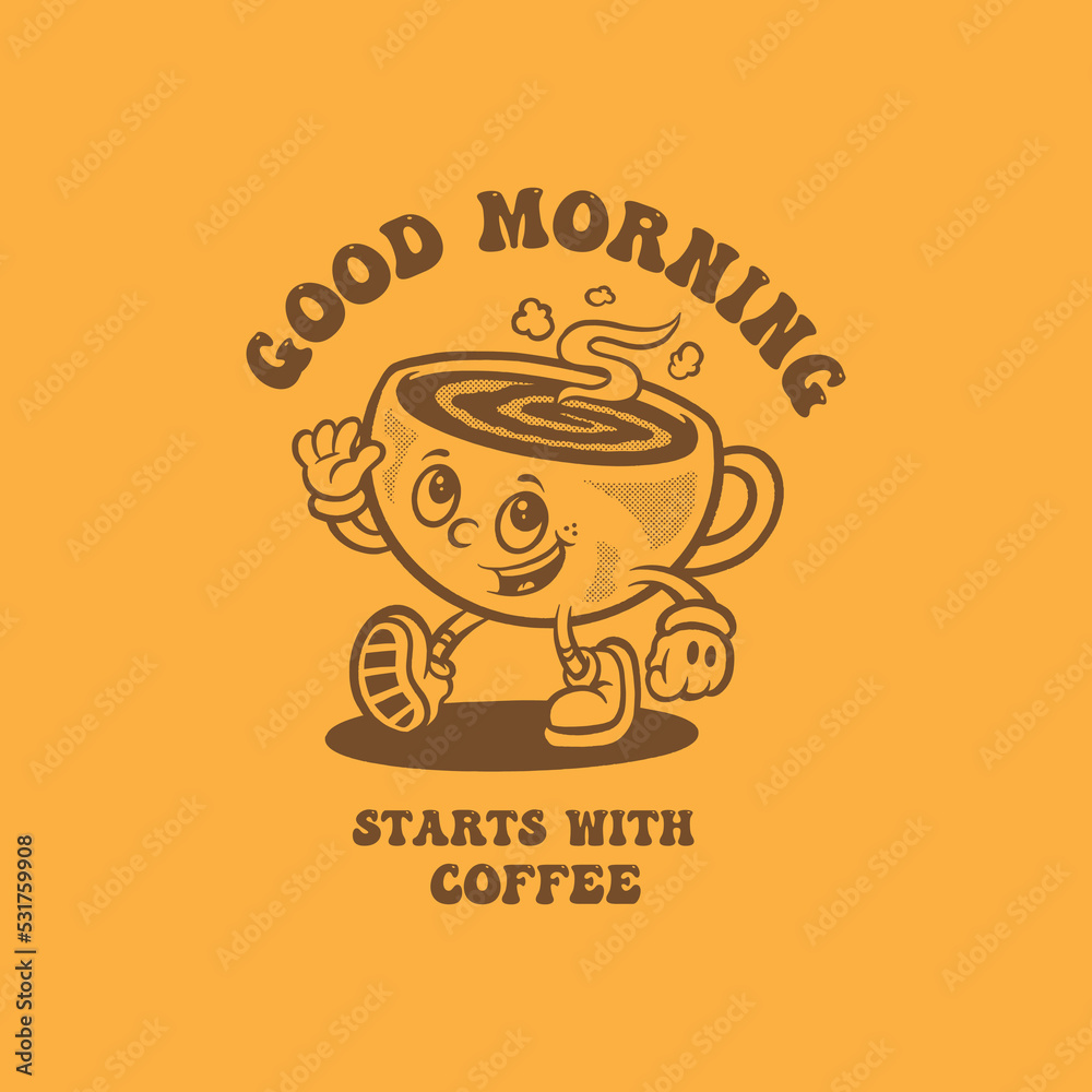 Good morning artwork. Mascot cartoon. Stock Vector | Adobe Stock