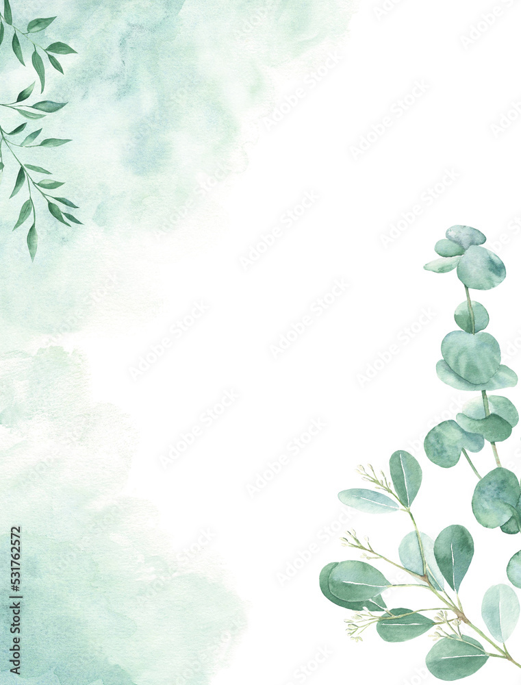 Floral background card. Rustic wedding invitation template with ...