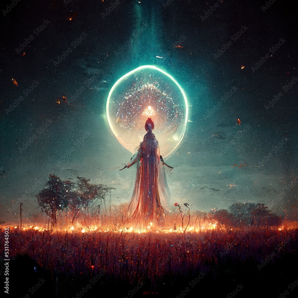 Fire spirit, constellations, Mother of nature, Gigantic being, fantasy ...