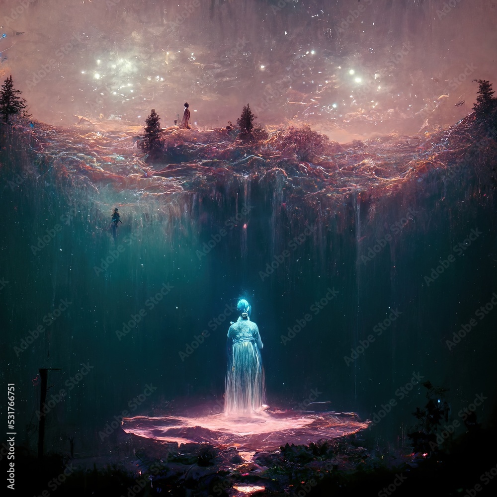 Lake spirit, constellations, Mother of nature, Gigantic being, fantasy ...