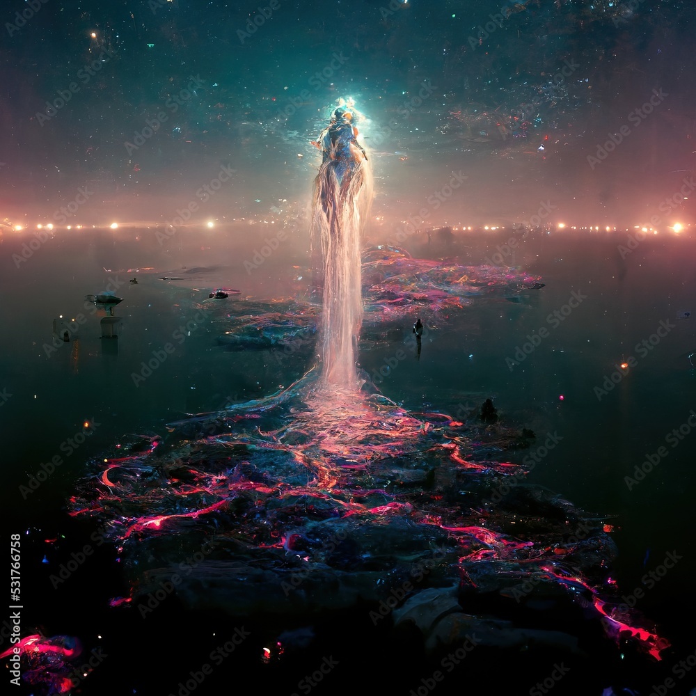 Lake spirit, constellations, Mother of nature, Gigantic being, fantasy ...