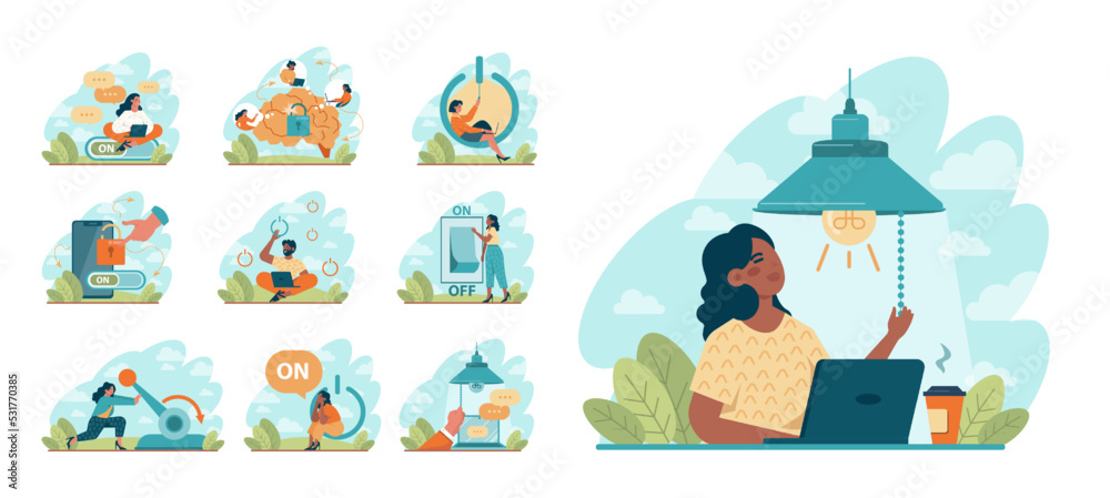 To turn on concept set. Character presses the switch button or pull a ...