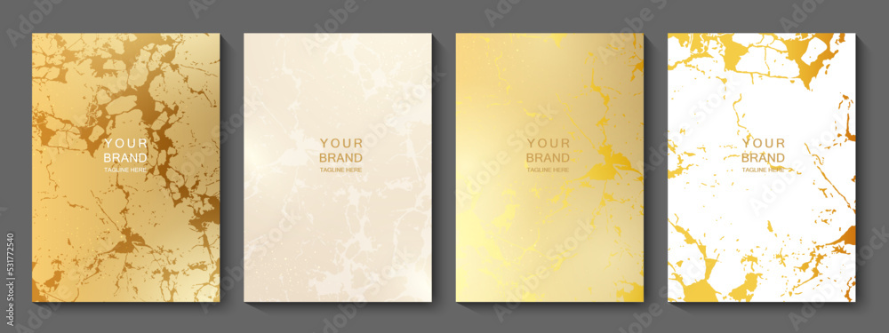 Gold Marble cover design set. modern abstract line pattern in luxury ...