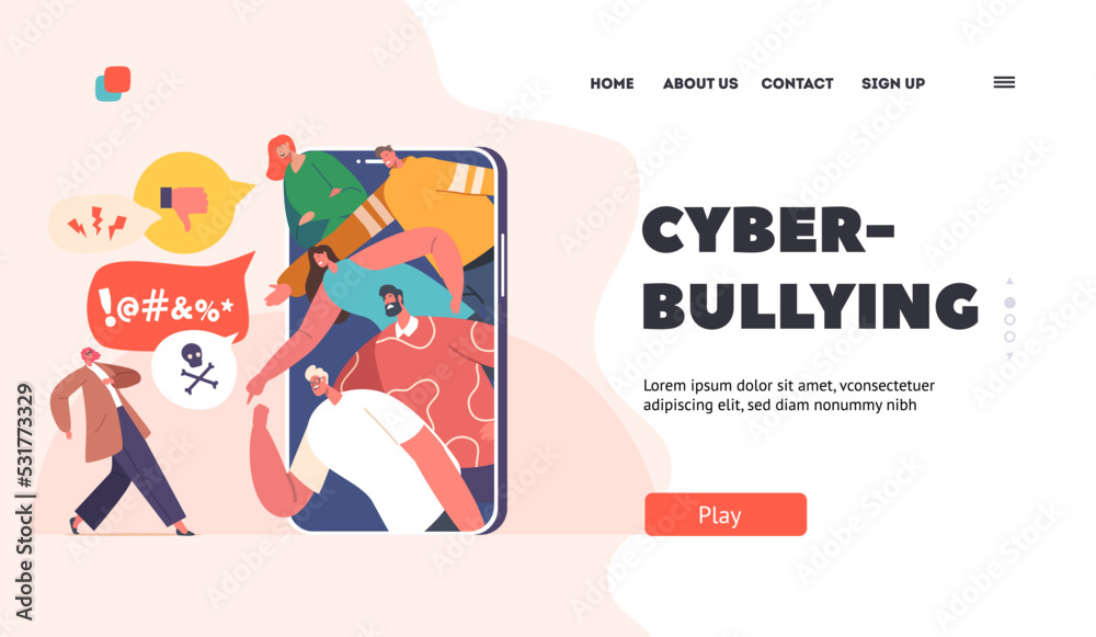 Cyber Bullying Landing Page Template. Cyberbullying Attack, Bully ...