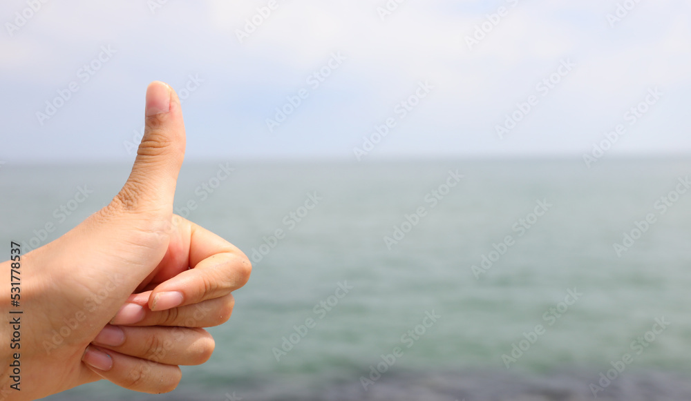 thumbs up as a sign of perfection and everything is fine Stock Photo ...