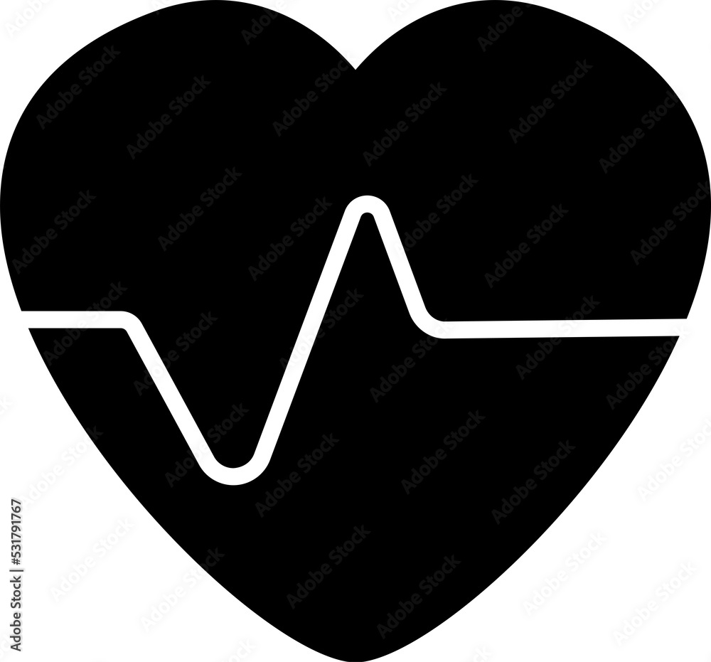 Isolated icon of a heart symbol with ECG waves. Concept of medical ...