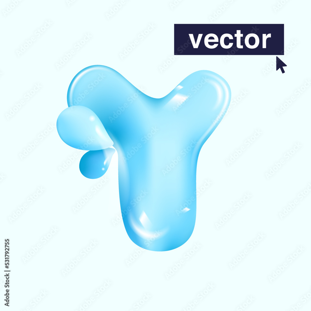 Y letter pure water logo in realistic 3D and cartoon balloon style ...